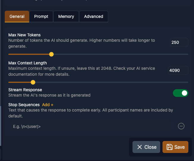 Chat Settings | Agnaistic Guides